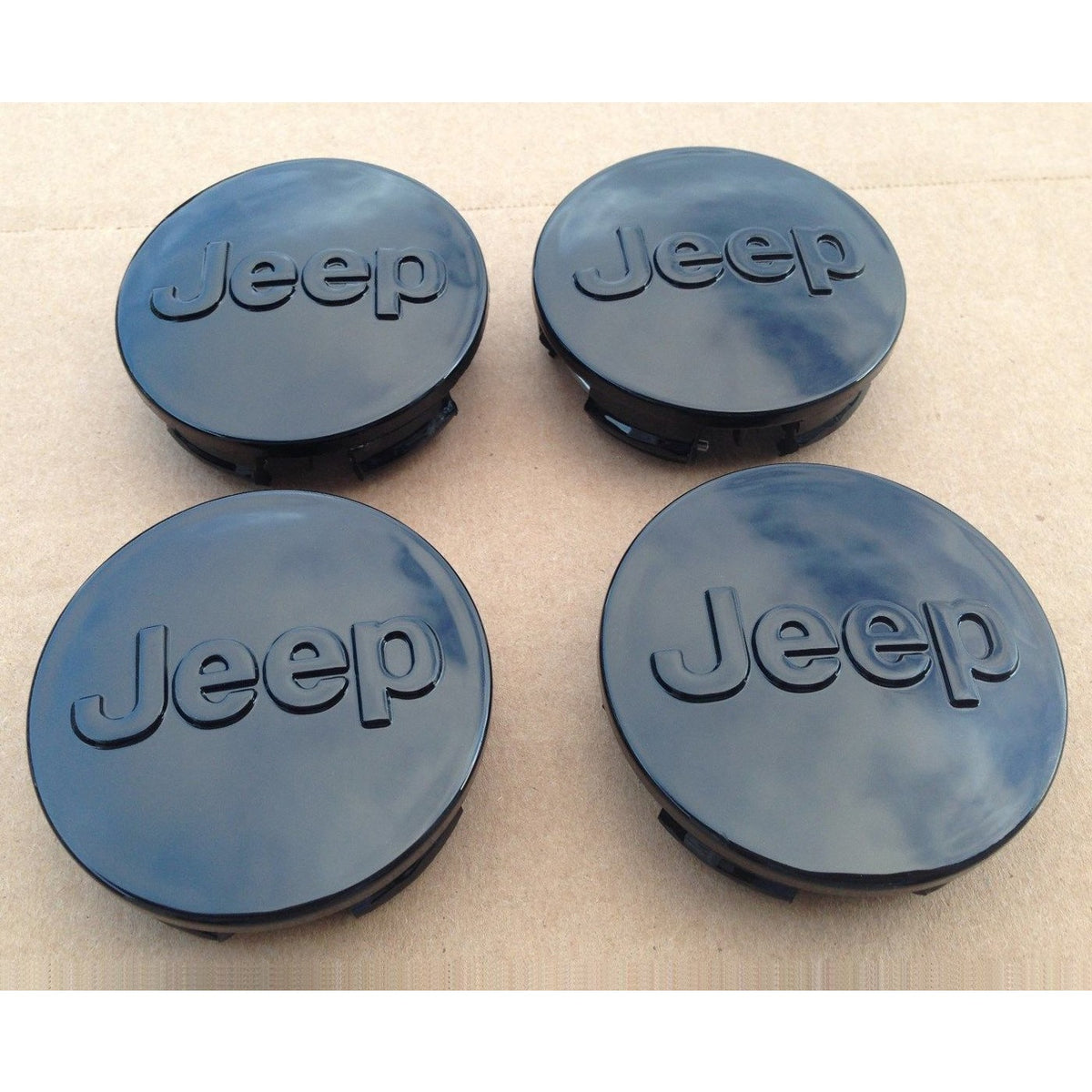 4x 64mm Jeep Black Wheel Center Caps | 6 Side Auto