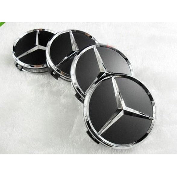 4PCs 75mm Piano Black Mercedes-Benz Wheel Center Caps - Premium OEM ...