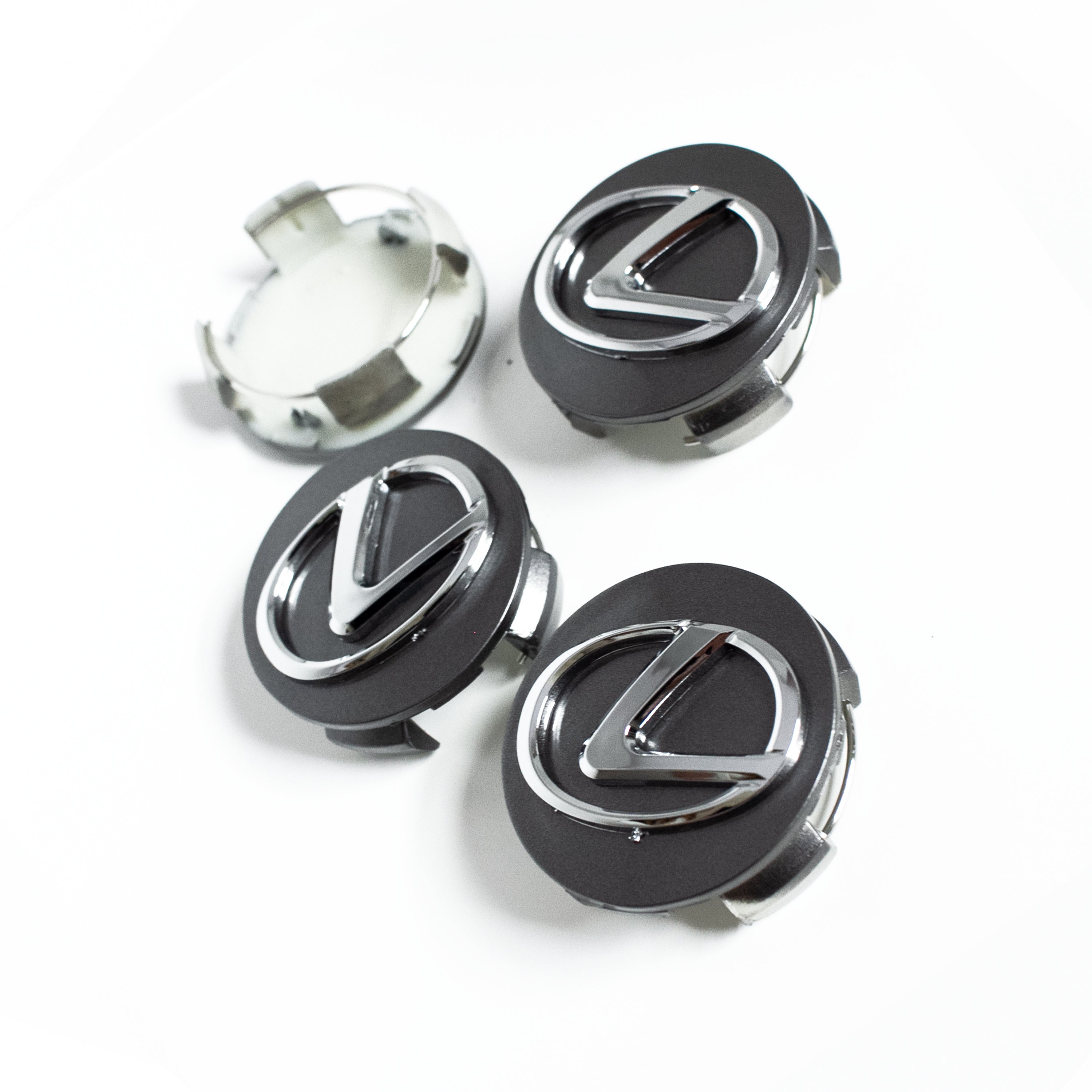 4x 62mm Lexus Gun Metal Gray Wheel Center Caps | 6 Side Auto