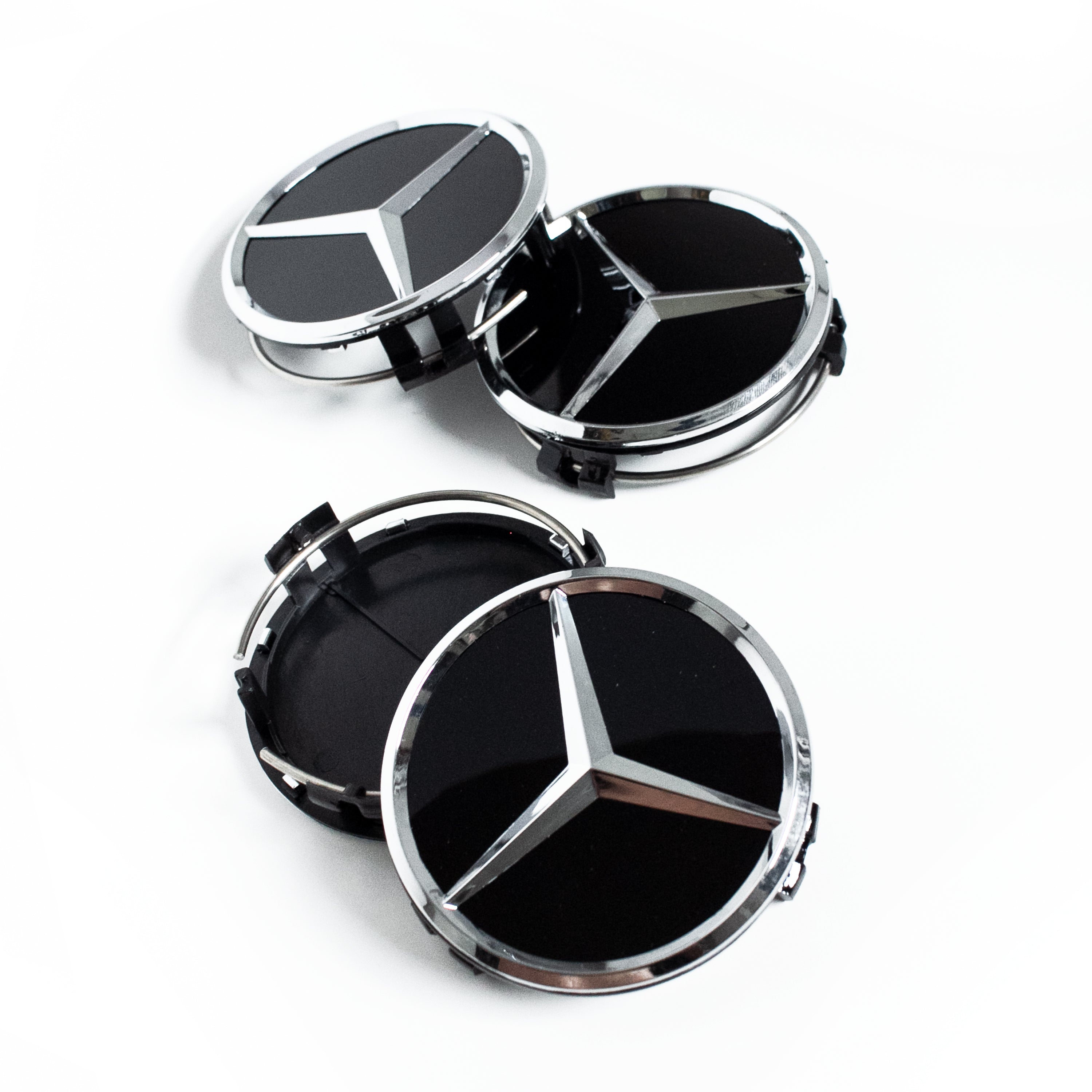 4X 75mm Matte Black Chrome Logo Mercedes Benz Wheel Center Caps | 6 ...