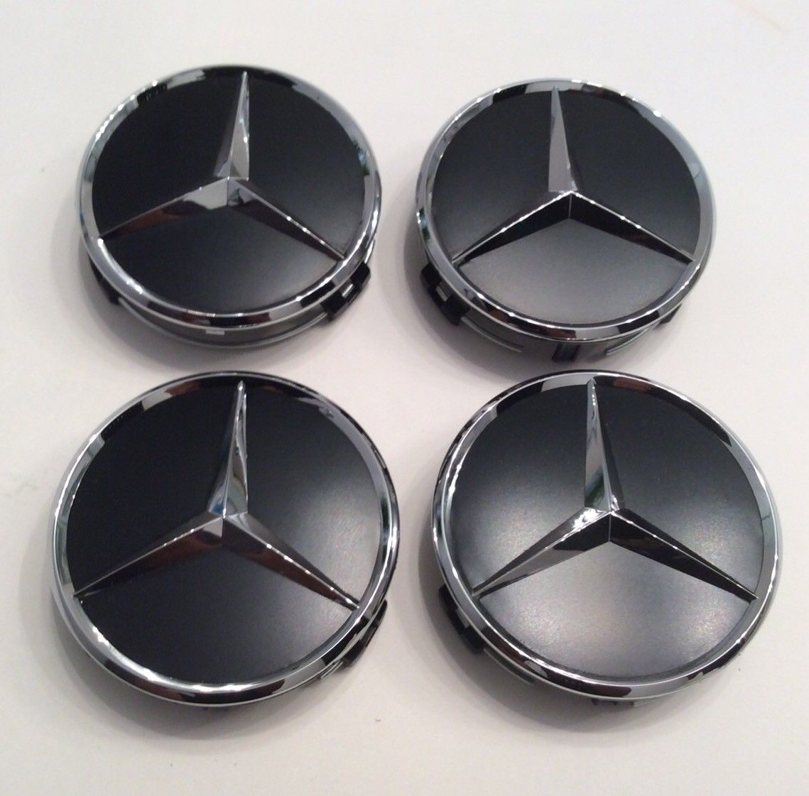 4X 75mm Matte Black Chrome Logo Mercedes Benz Wheel Center Caps | 6 ...