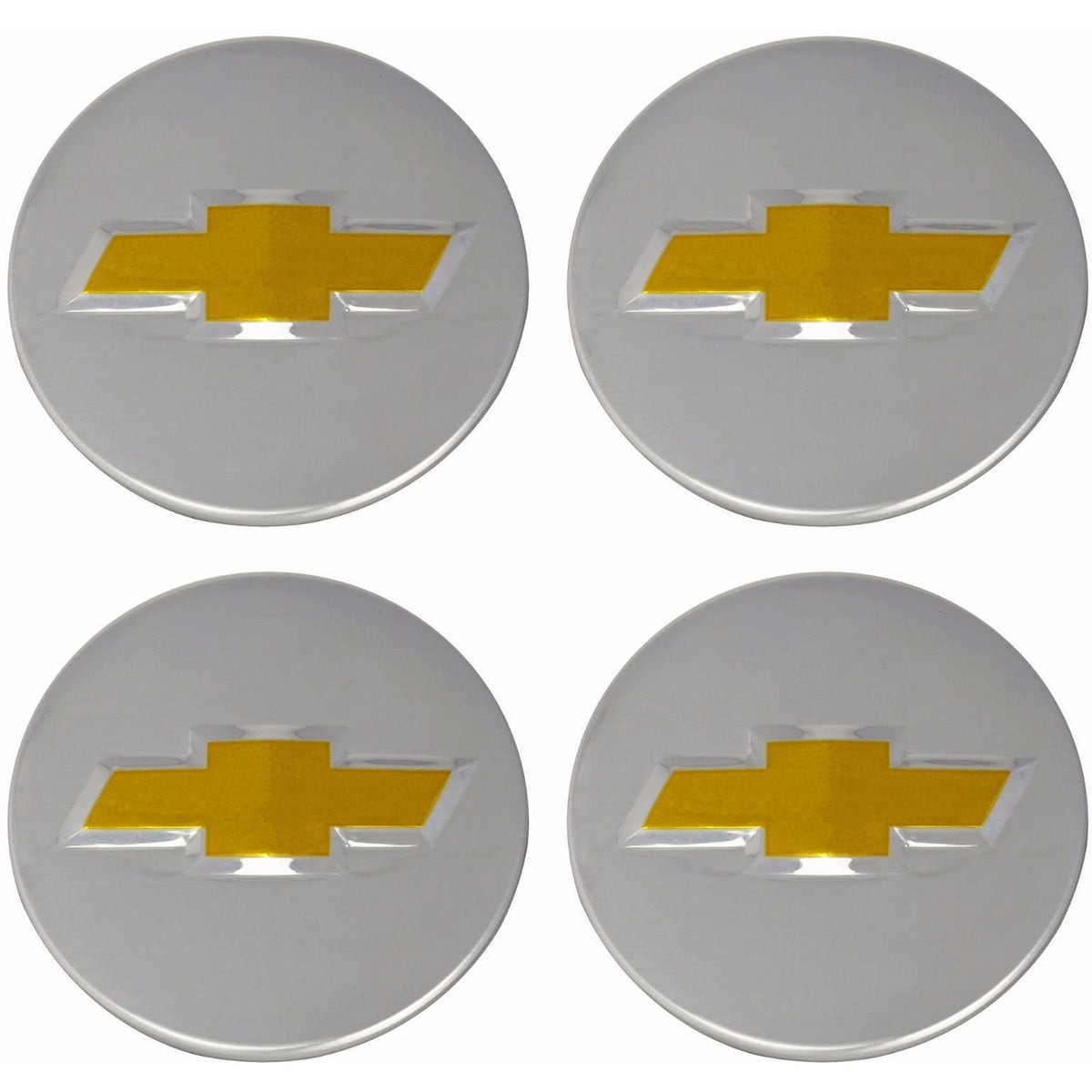 4x 58mm Chevrolet Brushed Aluminum Gold logo Wheel Center Caps | 6 Side ...